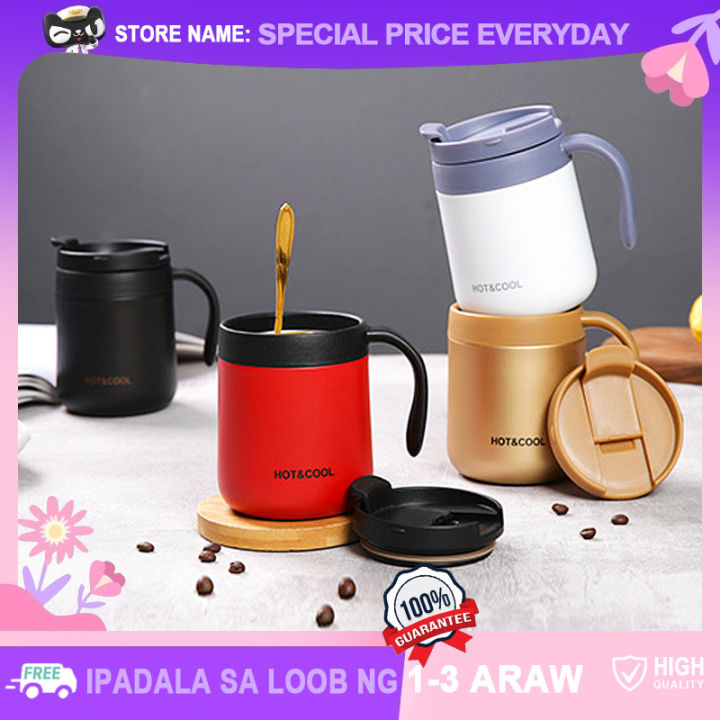 500ml Coffee Mug Cup with Handle Stainless Steel Hot and Cold ...