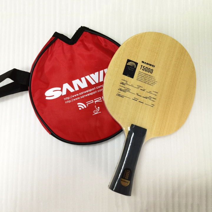 Original SANWEI T5000 Blade CARBON Table Tennis Racket Blades (5+2 Carbon)+RXTON 1 Rubber(Black ...