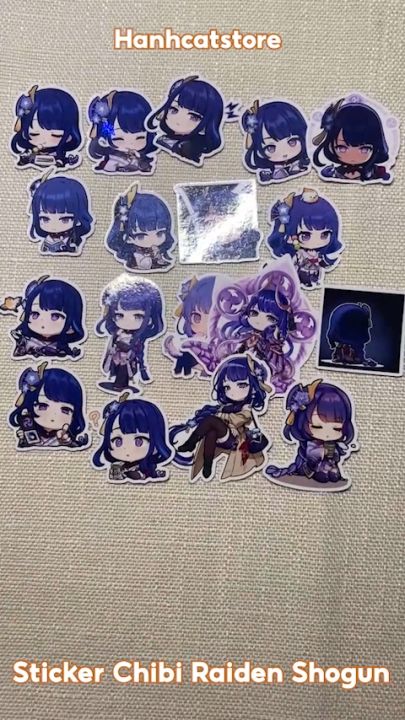 [Genshin Impact] Sticker Raiden Shogun - Hình dán chibi Ei ( set 18 ...