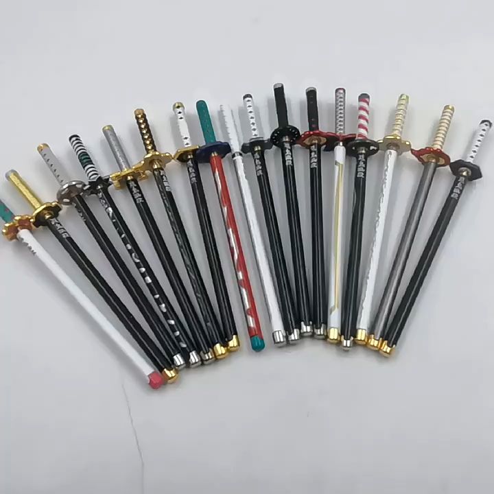 Anime Demon Slayer Sword Gel Pen 0.5mm Black Ink Refill Writing Pen ...