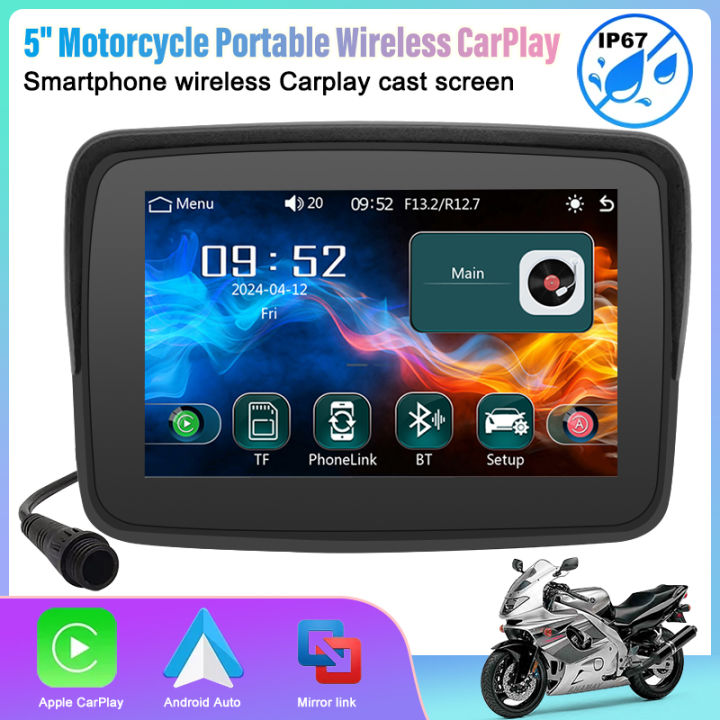 Portable 5 Inch Motorcycle Wireless Carplay Android Auto Motorcycle ...