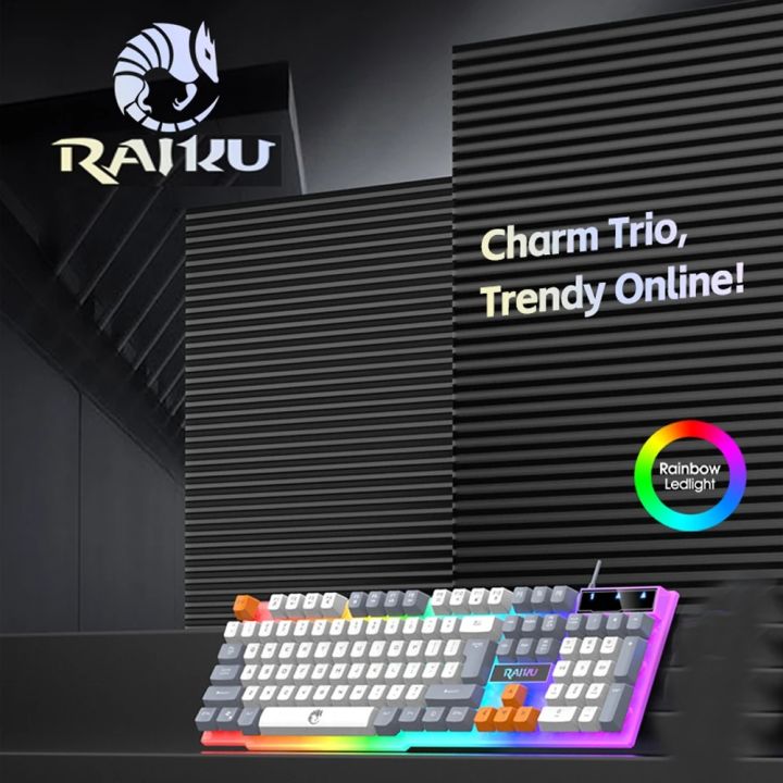 RAIKU K26 Wired 104 Keys Membrane Keyboard Kinds of Colorful Lighting ...