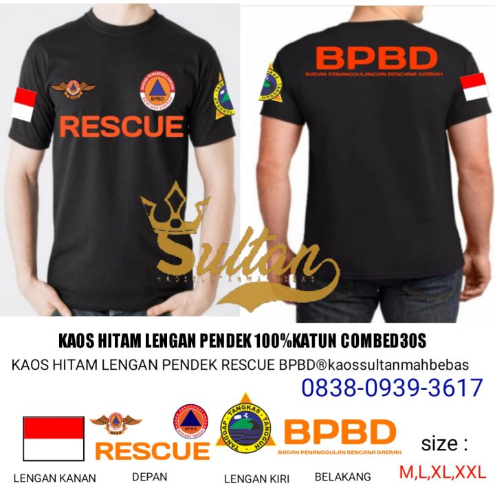 KAOS HITAM RESCUE BPBD//BAJU BPBD RESCUE LENGAN PENDEK | Lazada Indonesia