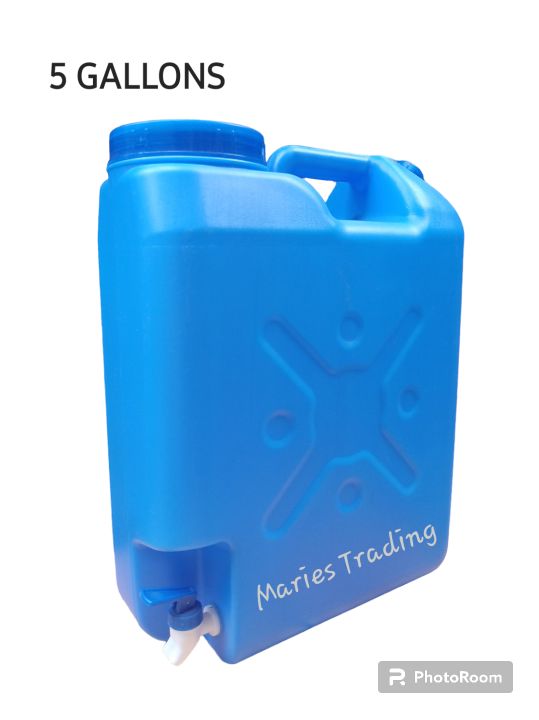 SLIM WATER CONTAINER /5 GALLONS with faucet /SLIM Blue Container ...