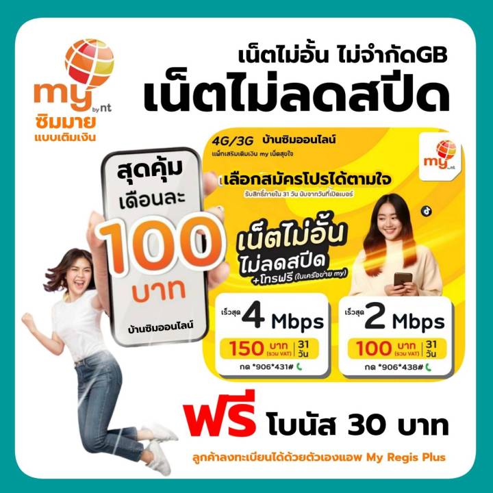 (My.02)ซิมมาย สมัครเล่นเน็ตไม่ลดสปีด เน็ตไม่จำกัดGB เดือนละ 100 บาท ...