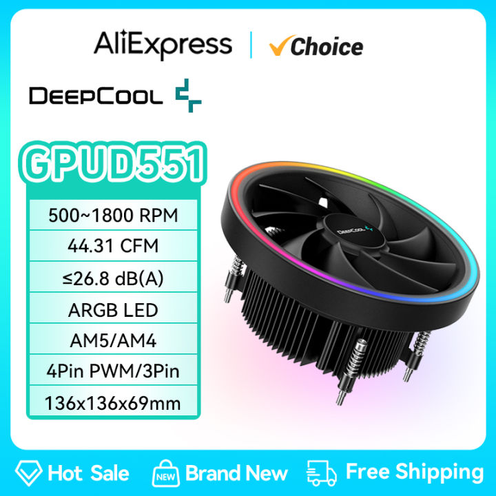 DeepCool GPUD551 ARGB CPU Cooler Fan 3-pin PWM For AMD Socket AM4 AM5 ...