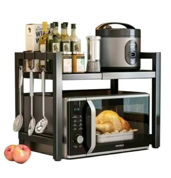 Metal Microwave Oven Rack Expandable And Height Adjustable Strong Load ...