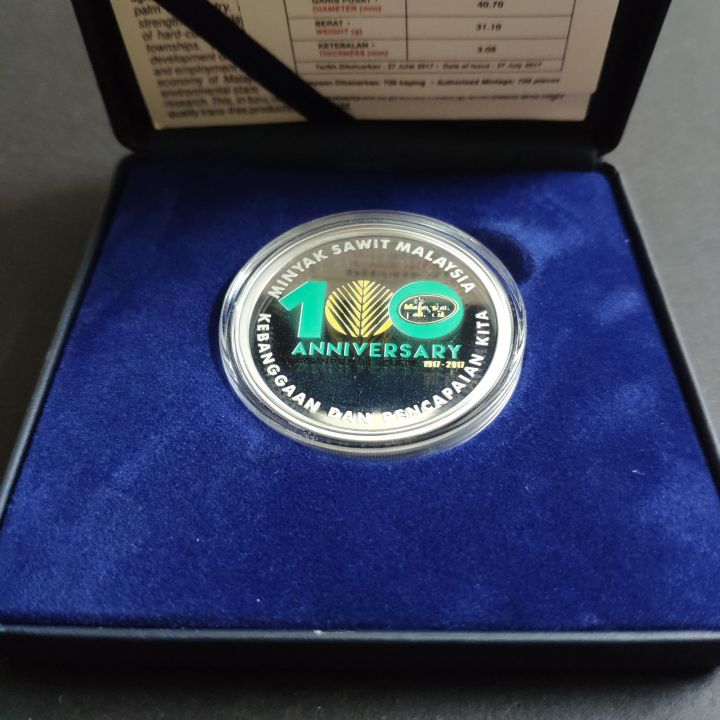 [ SILVER PROOF COIN ] MALAYSIA COMMEMORATIVE SILVER PROOF COIN 100th ...