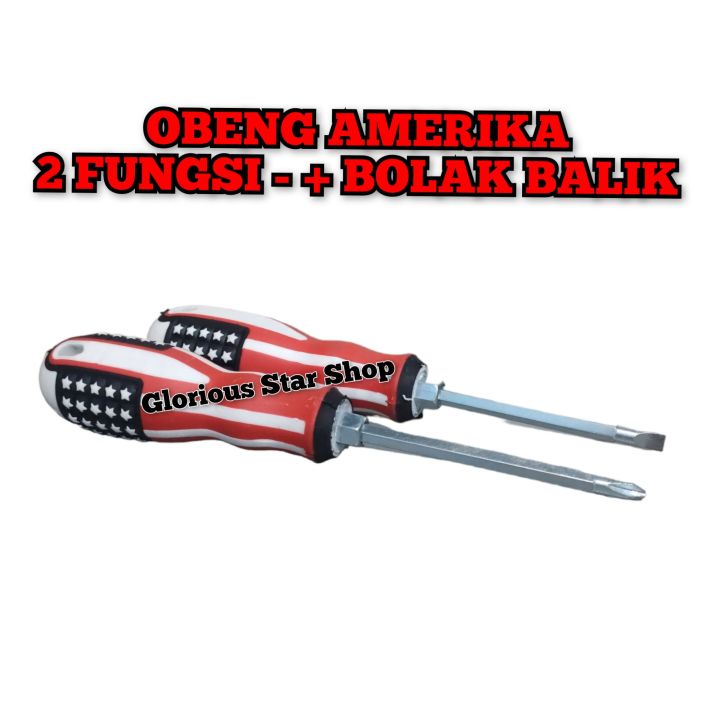 Obeng Amerika Bolak Balik 2 Fungsi Min Plus Gagang Karet 4 Inch ...