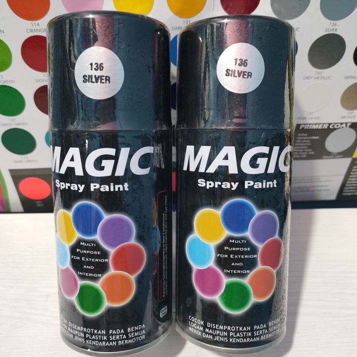 Magic Spray Paint Pilox Pilok Cat Magic Silver Glossy 136 300cc Cat ...