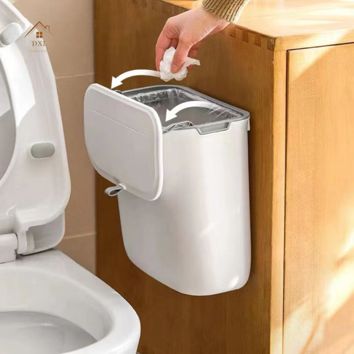 Toilet bin with sliding lid Toilet household non-punching wall mounted ...