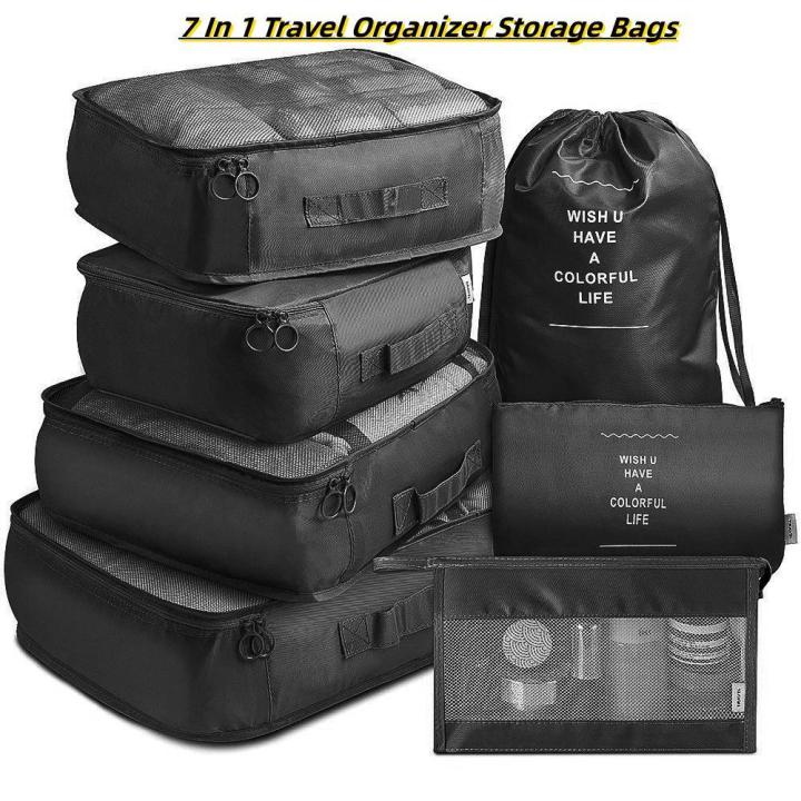 7 in 1 Travel Organizer Thickened Zipper Lock Portable Luggage ...