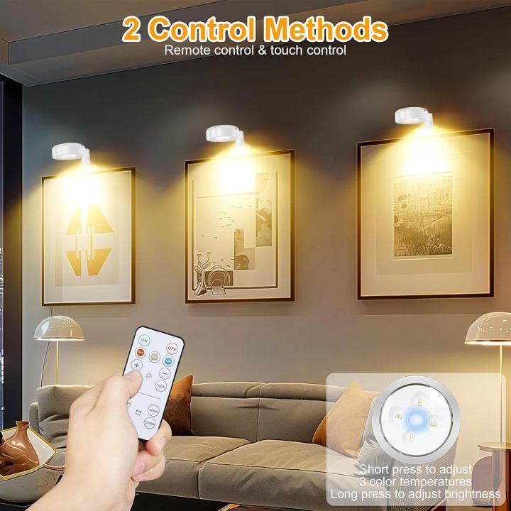 2/3 Pcs Picture Lights for Wall Rechargeable Wall Decor Light with ...