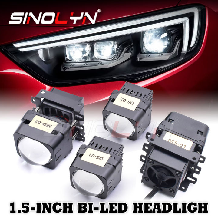 1 PC 1.5 inch Mini Driving Light Bi LED Projector Headlight Lens Square ...