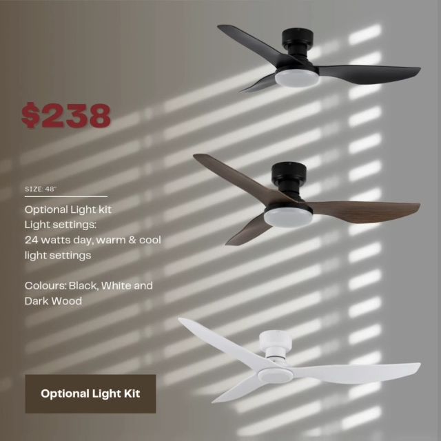 FANCO CO-FAN Hugger Low Profile DC Motor 3 Blade Ceiling Fan with ...