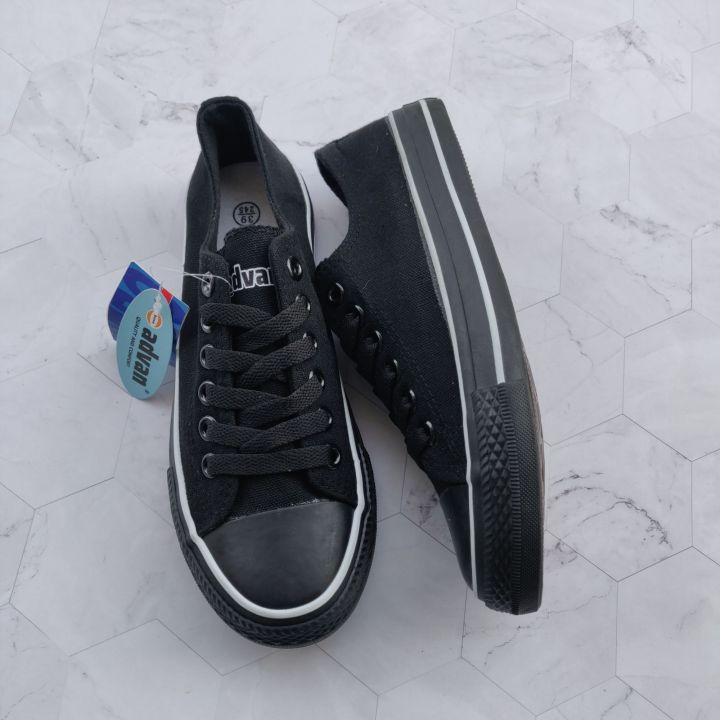 Advan Nytro All Black Low Cut Sneakers With White Piping | Lazada PH