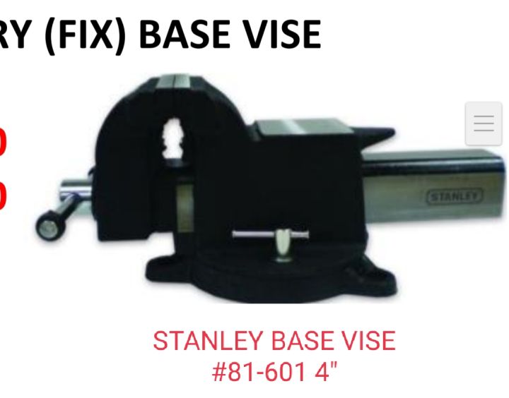 STANLEY MECHANIC'S STATIONARY (FIX) BASE VISE WITHOUT ANVIL MADE IN ...