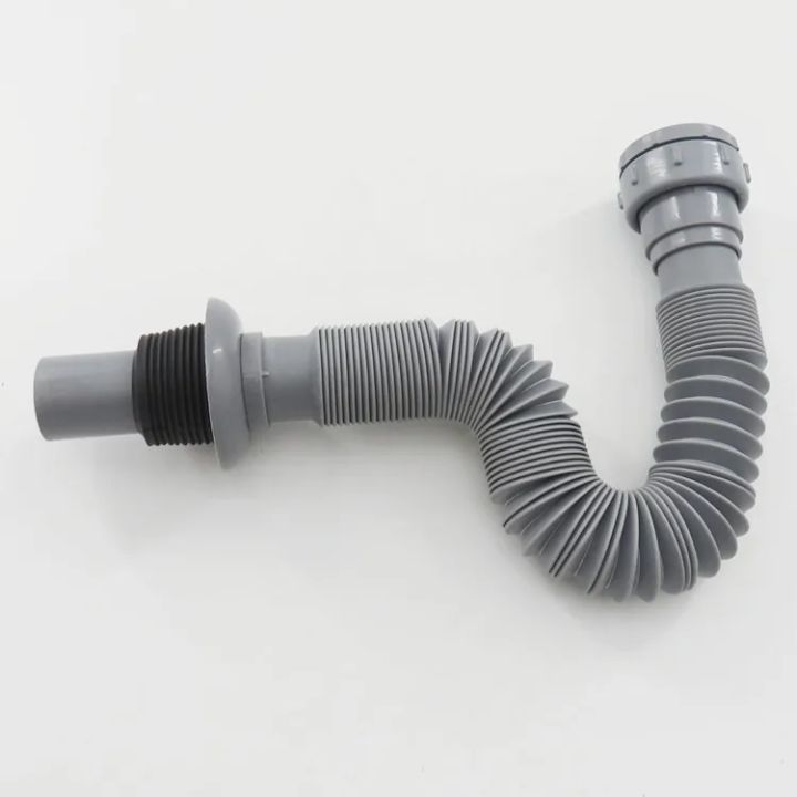 Grey Steel Wire Drain Pipe Curved Bathroom Sink Kitchen Sink Drainage ...