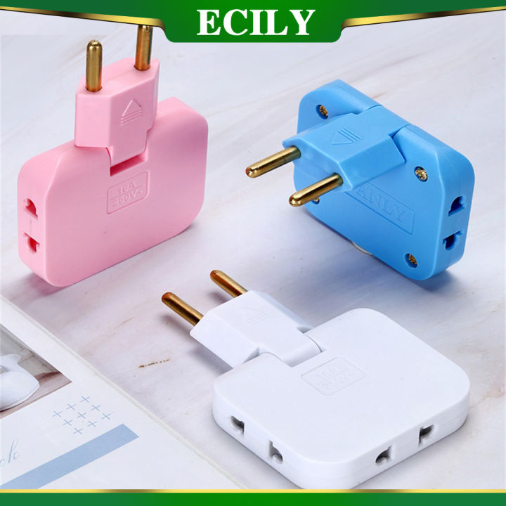 ECILY EU Plug 180 Degree Rotatable Socket Converter 3 in 1 US Extension ...