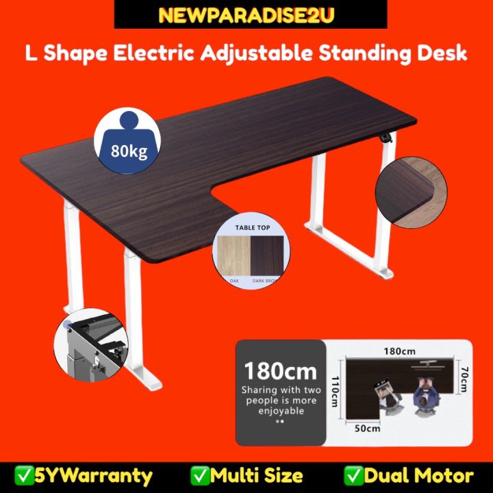 L Shape Electric Digital Height Adjustable Standing Desk 180x110 ...