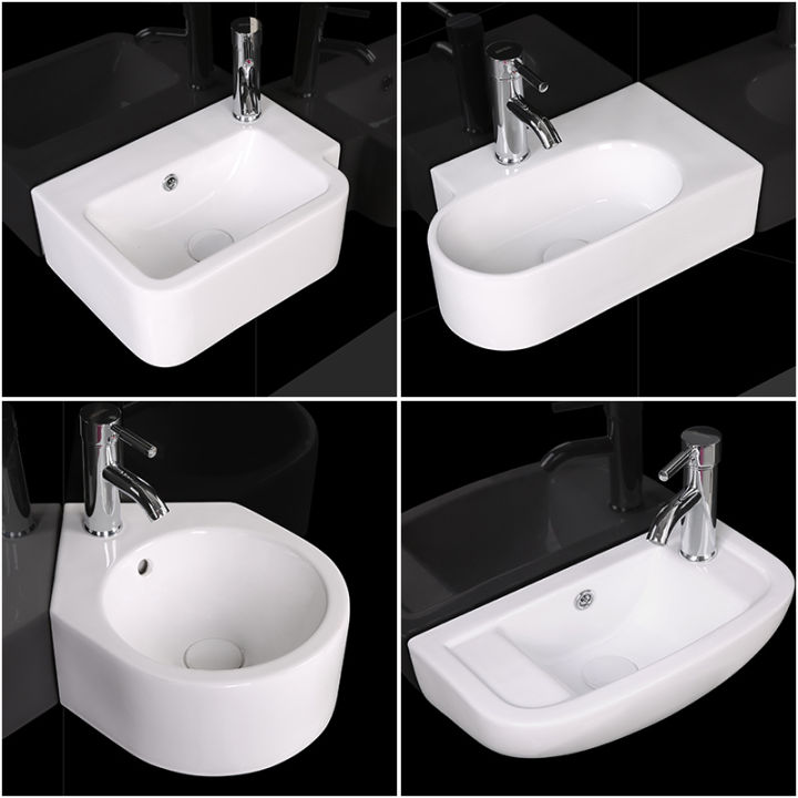Ceramic Basin Small Apartment Wall-Mounted Wash Basin Balcony Bathroom ...