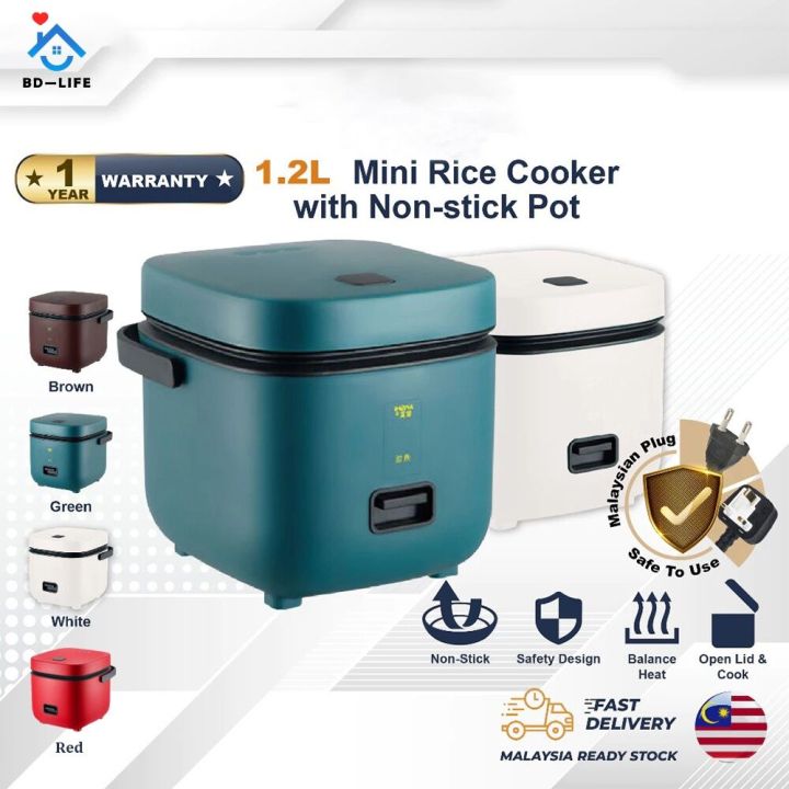 1.2L Mini Rice Cooker Periuk Nasi Elektrik Kecil Cooking Pot Electric ...