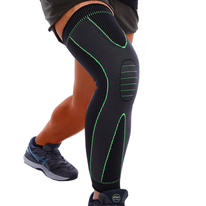 1Pair Sport Full Leg Compression Sleeves Knee Braces Support Protector ...