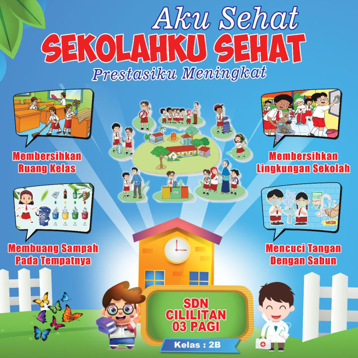 spanduk sekolah sehat cocok untuk pajangan dalam kelas maupun luar ...