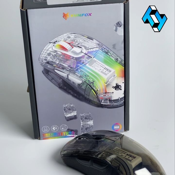 Gigaware Xunfox XYH20 Transparent Mouse Design RGB Wireless Wired ...