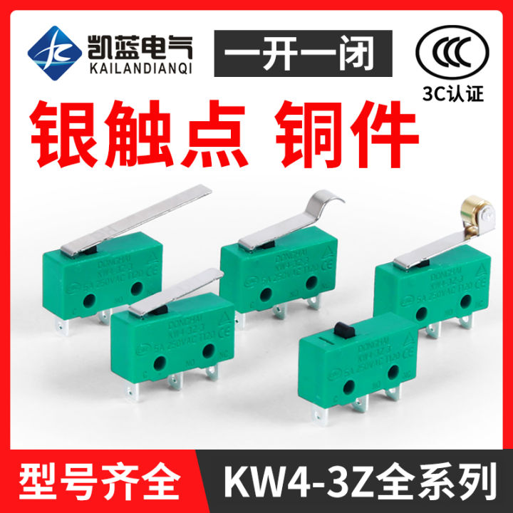 Small Travel Micro Switch KW4-3Z-3 Three Foot Button Switch with Handle Roller 5A 250V Key ...