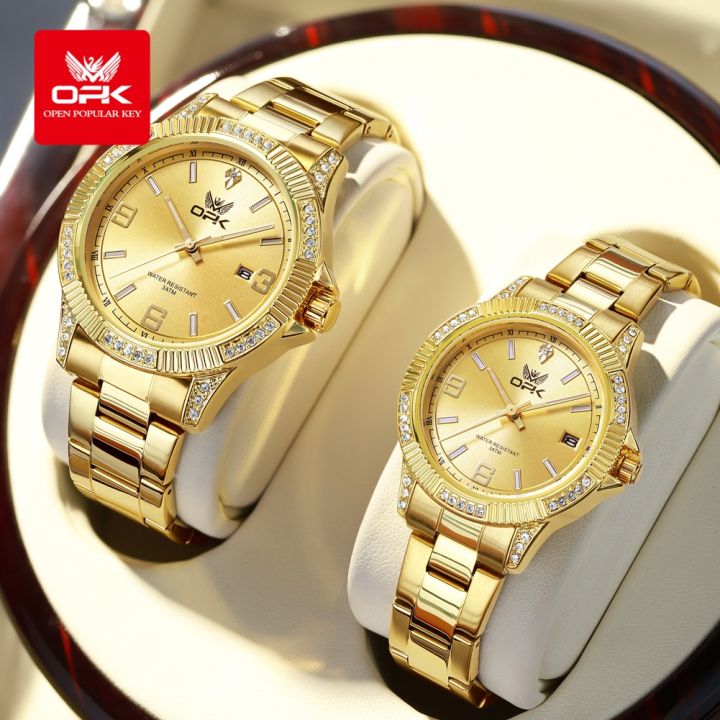 OPK Couple Watch Waterproof Original Casual Fashion Luxurious Stainless ...