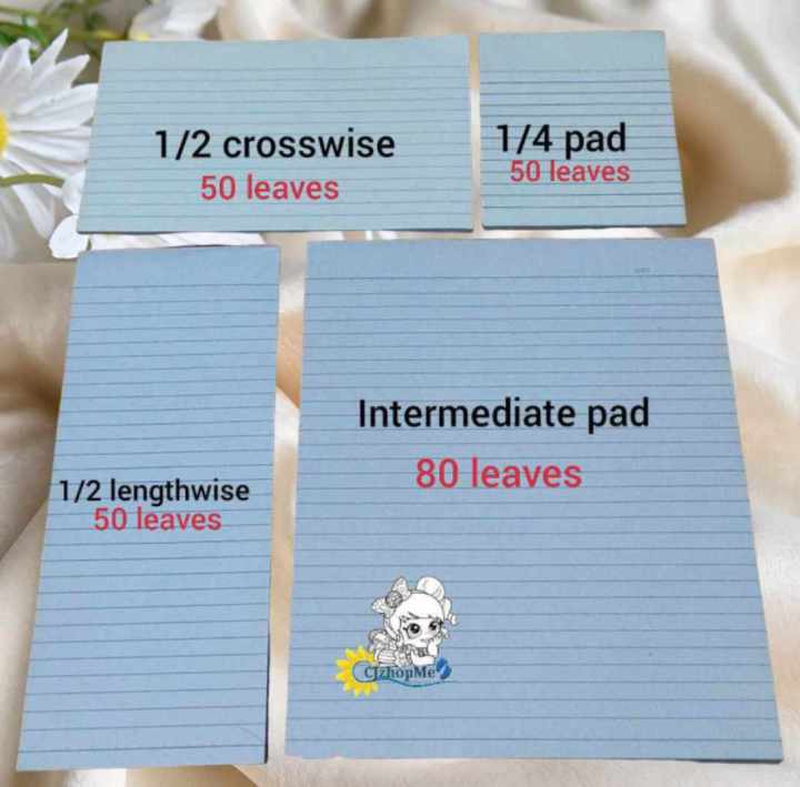 writing pad paper set Intermediate pad 1/2 Crosswise 1/2 Lengthwise 1/4 ...