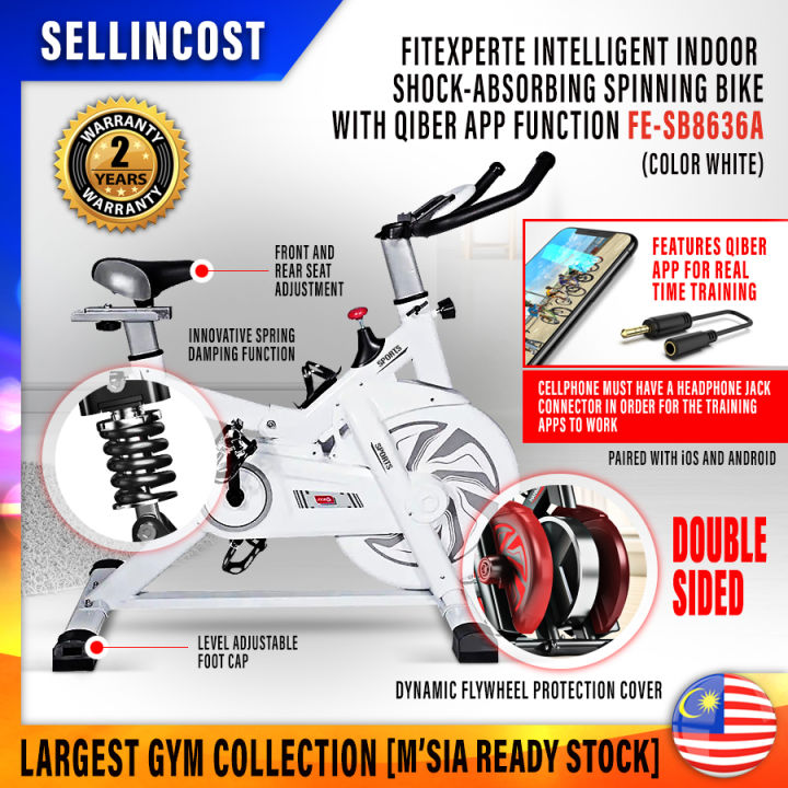 SellinCost FitExperte USA SPEC Spinning Bike Exercise with Qiber App Fully WHEEL COVERED 8kg ...