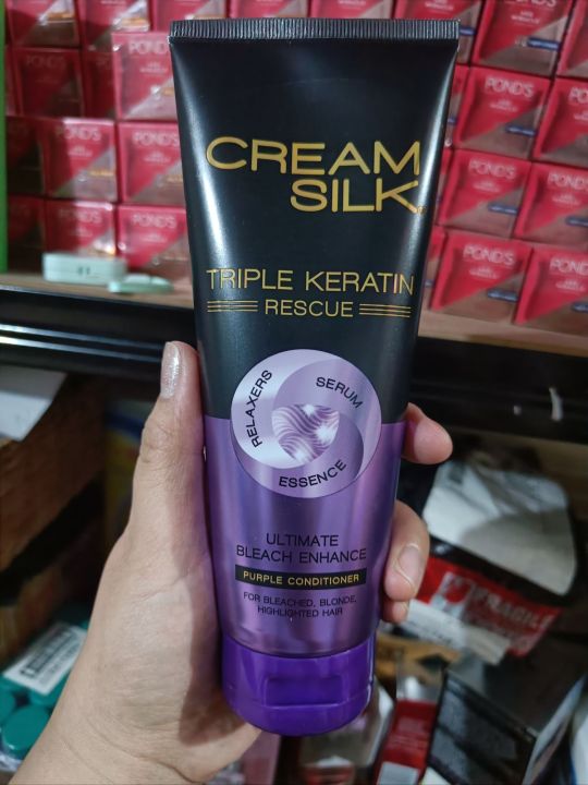 CREAM SILK Triple Keratin Rescue Ultimate Bleach Enhance Purple Conditioner 150ml | Lazada PH