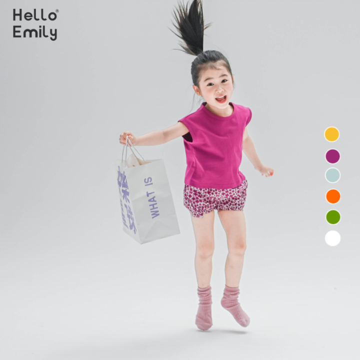 เสื้อยืดแขนกุดผ้าฝ้ายแท้สำหรับเด็กใหม่ Hello Emily ฤดูร้อน 2025 สำหรับ ...
