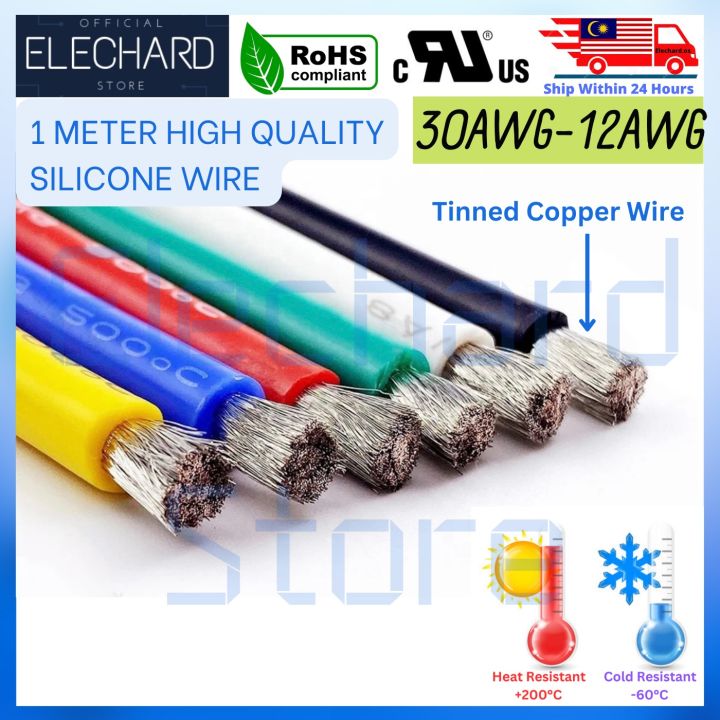 1 Meter High Quality Silicone Tinned Copper Wire Automotive Wire Cable ...