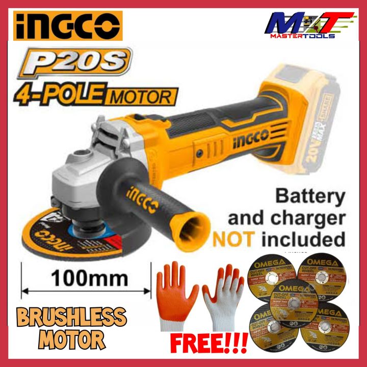 Ingco cordless angle grinder 20V CAGLI1001 Brush less PLUS FREEBIES ...