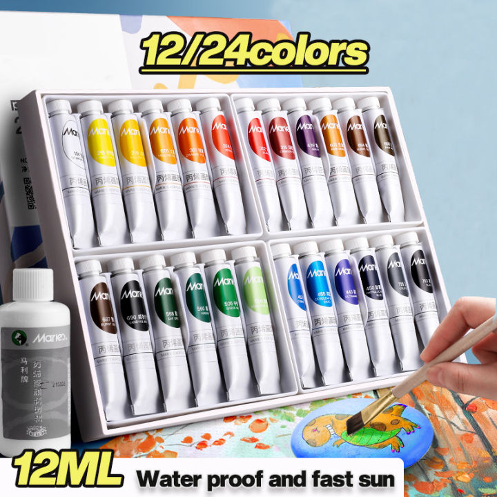 12ML Acrylic Paint Set Oil Watercolor Pigments DIY Wall Drawing ...