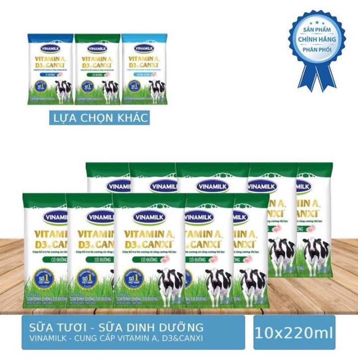 10 Bịch Sữa Dinh Dưỡng Vinamilk Có Đường-Vinamilk Nutritional Milk With ...
