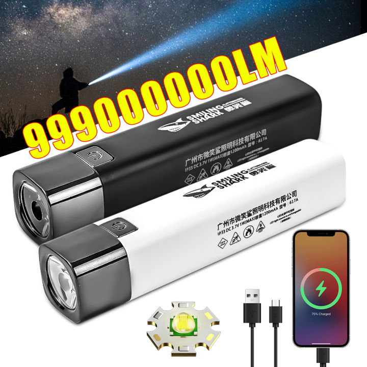 Ultra Bright Led Flashlight 2 In 1 Rechargeable Torch Lamp Waterproof ...