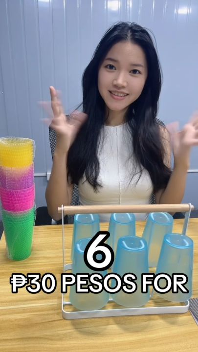 OP 6Pcs Reusable Baso Neon Plastic Cup Dining Cute Party Drinking Cups ...