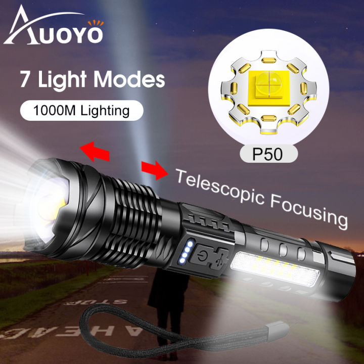 Auoyo Super Bright Flashlight Powerful Original Rechargeable Waterproof ...