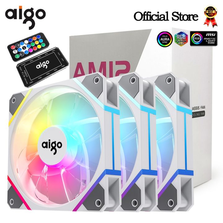 Aigo AM12 Rgb Fan Ventoinha PC Controladora 120mm Computer Case Fan Kit ...