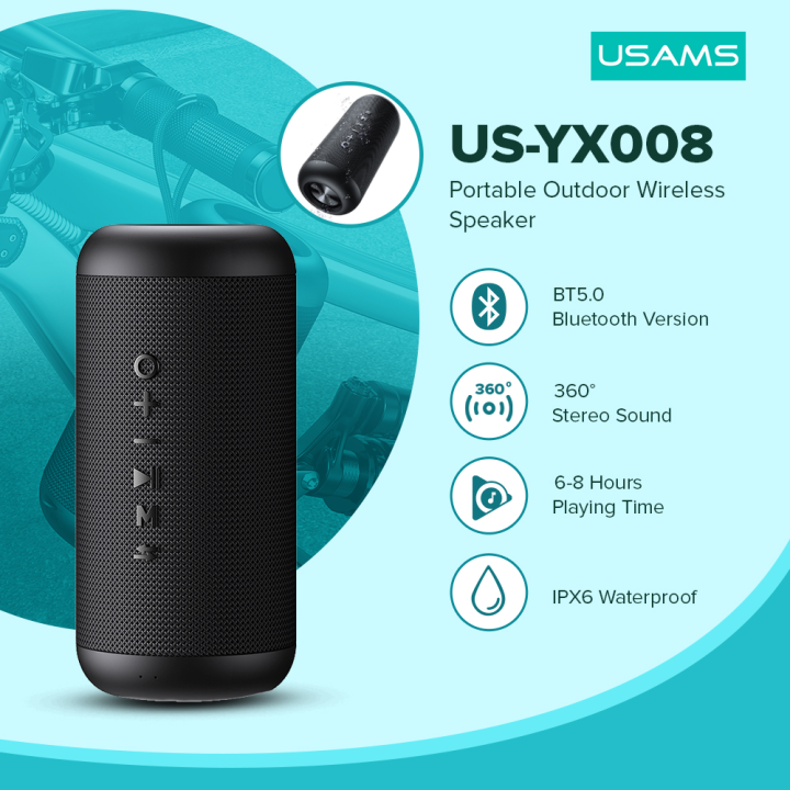 USAMS YX008 Portable Outdoor IPX6 Waterproof Portable Outdoor Wireless ...