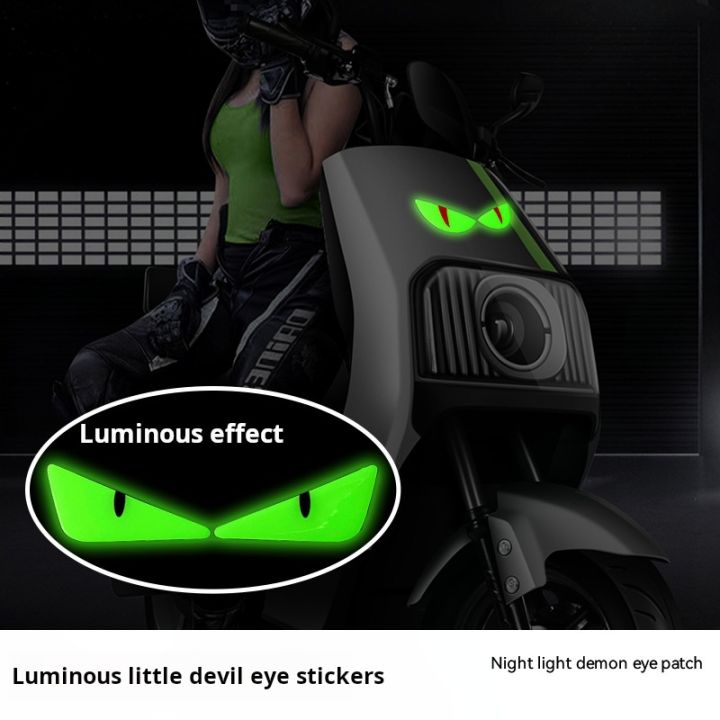 Luminous Three-Dimensional Motorcycle Little Devil Eye Stickers Cat Eye ...