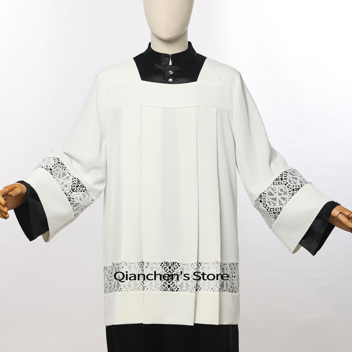 Catholic Priest Surplice Pleated Pulpit Liturgical Cotta Vestment Robe ...