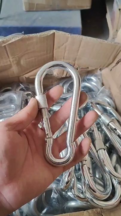 304 Stainless Steel Locking Carabiner Clips Galvanized Metal Lock ...