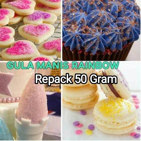 Gula Pasir Warna Warni Repack 50 Gram untuk hiasan kue bolu pukis ...