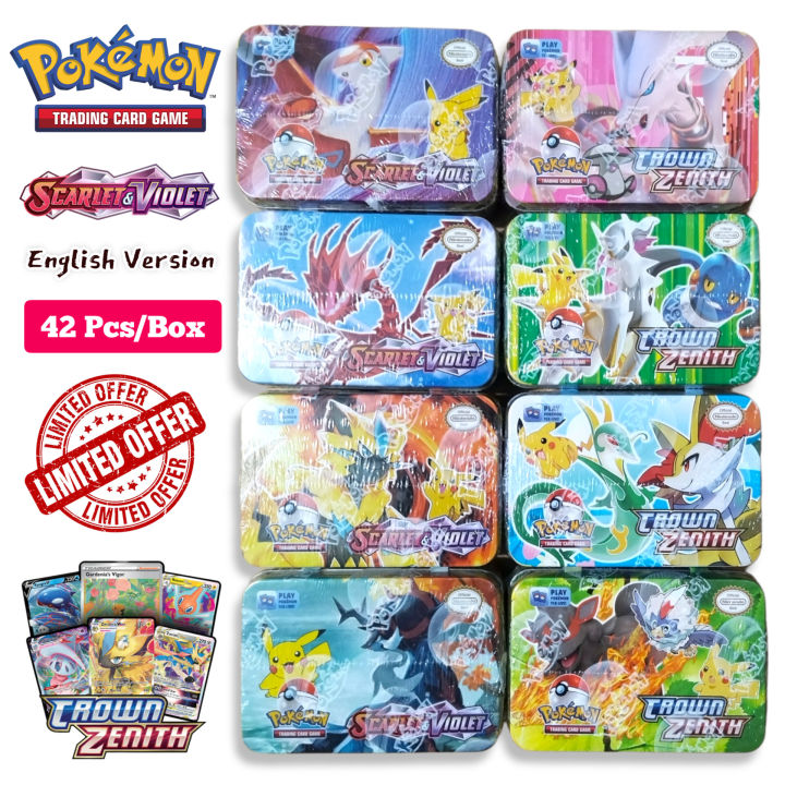 54pcs/Set Cards Pokemon English Version Iron Metal Box Toys Battle Game ...