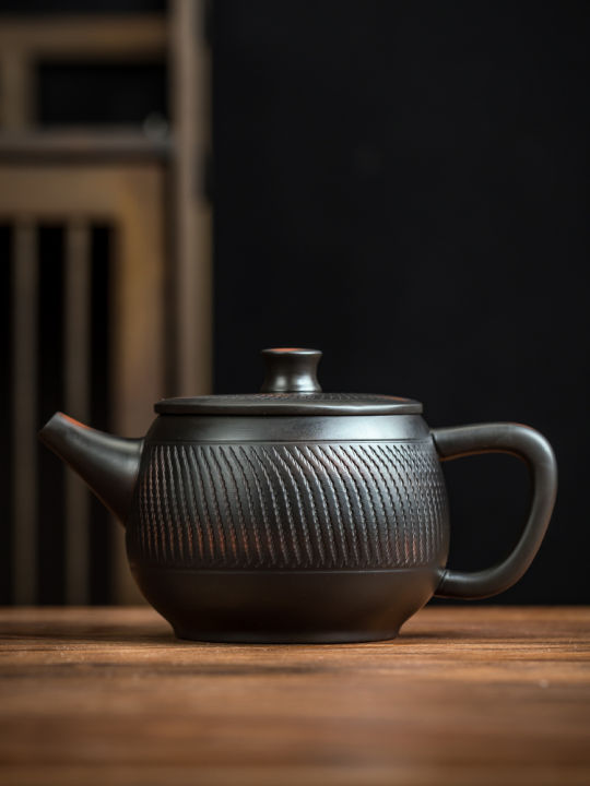 Large Capacity Purple Clay Tea Pot Handmade FengMing Knife Pattern ...